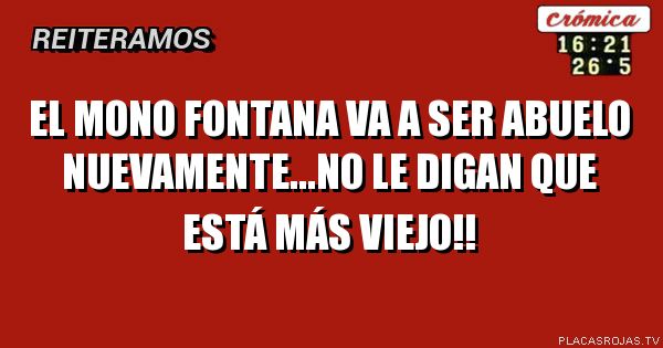 El mono Fontana va a ser abuelo nuevamente...no le digan que está más ...