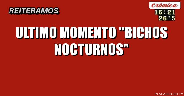 ULTIMO MOMENTO "BICHOS NOCTURNOS" - Placas Rojas TV