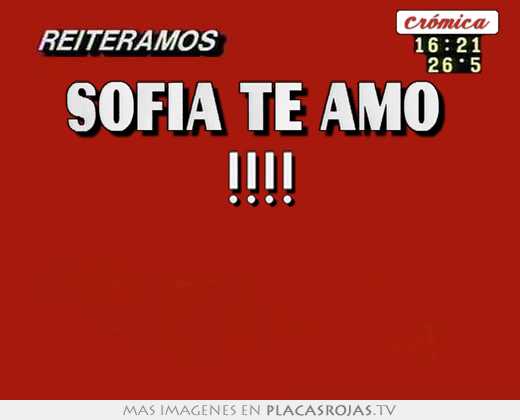 Sofia te amo !!!! - Placas Rojas TV
