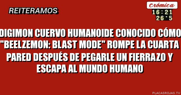 Digimon cuervo humanoide conocido cómo "Beelzemon: Blast mode" rompe la ...